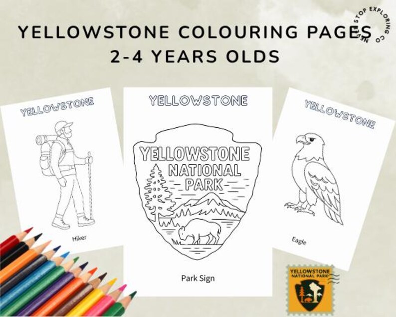 Yellowstone Colouring Printable Pages for Toddlers | Travel and ...