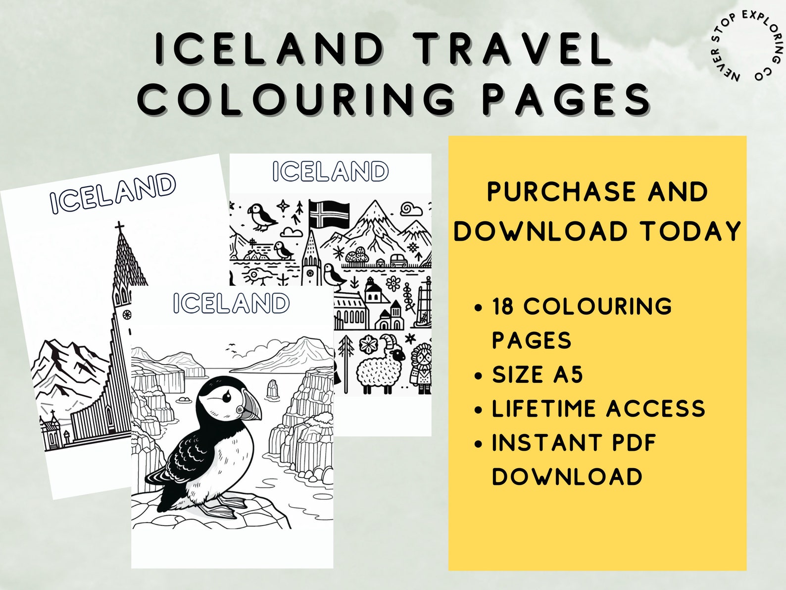 Printable Iceland Colouring Pages for Kids. Colouring Book. Kids Travel ...