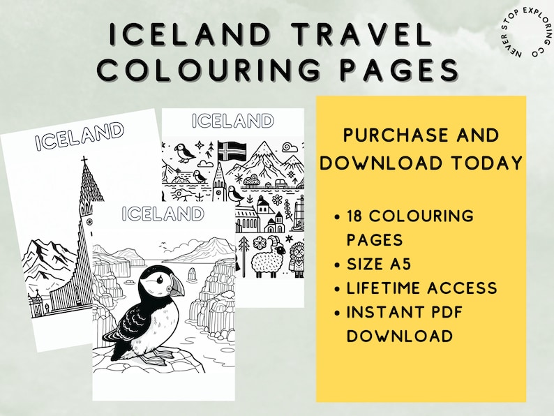 Printable Iceland Colouring Pages for Kids. Colouring Book. Kids Travel ...