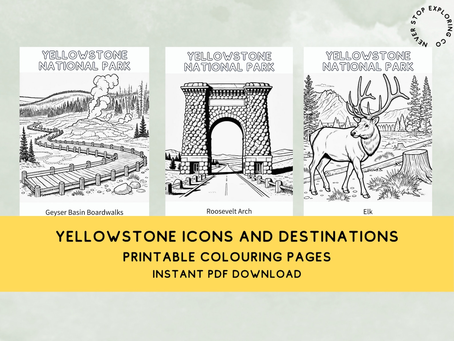 Yellowstone National Park Printable Colouring Pages for Kids. Colouring ...