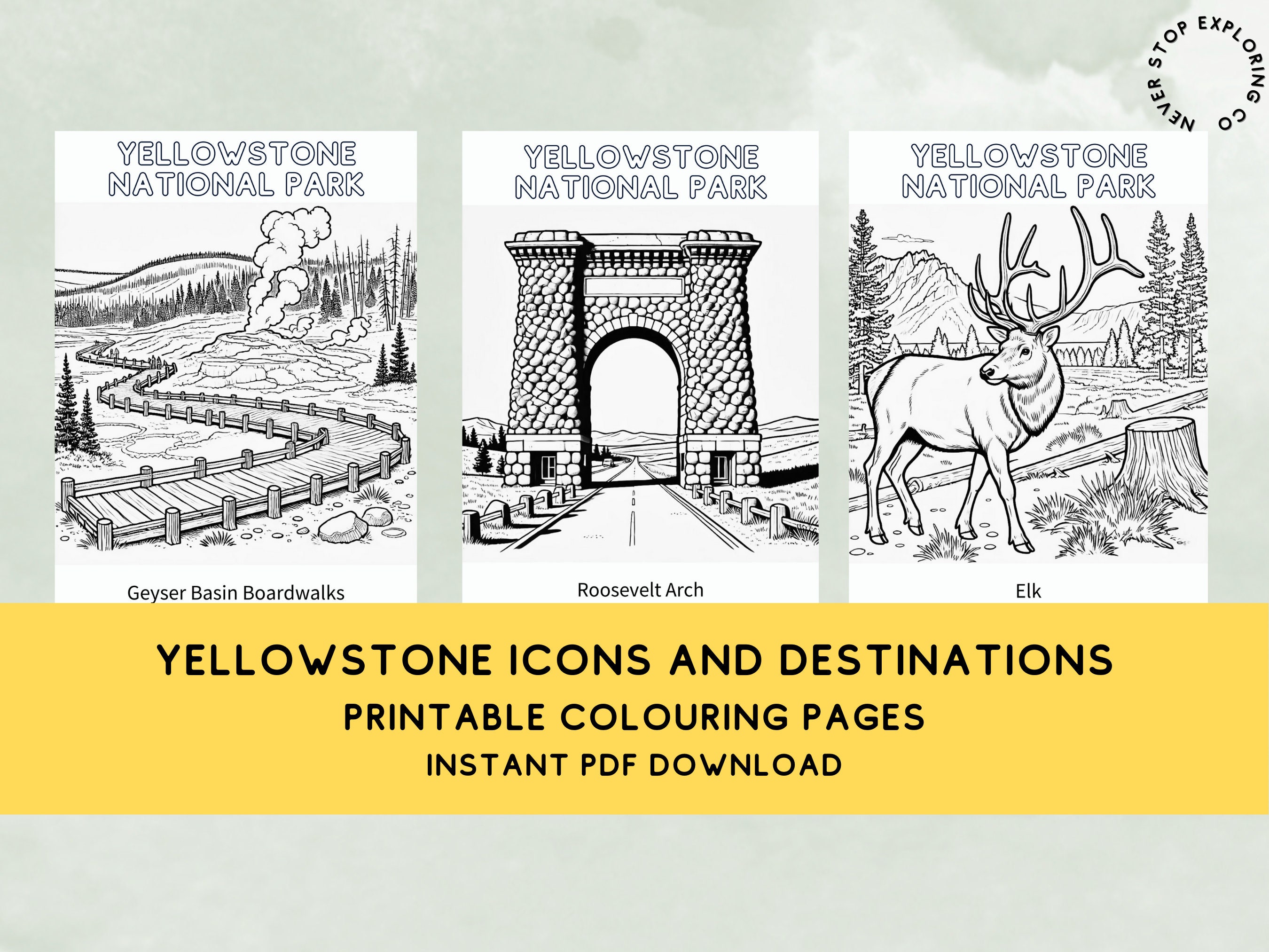 Yellowstone National Park Printable Colouring Pages for Kids. Colouring ...