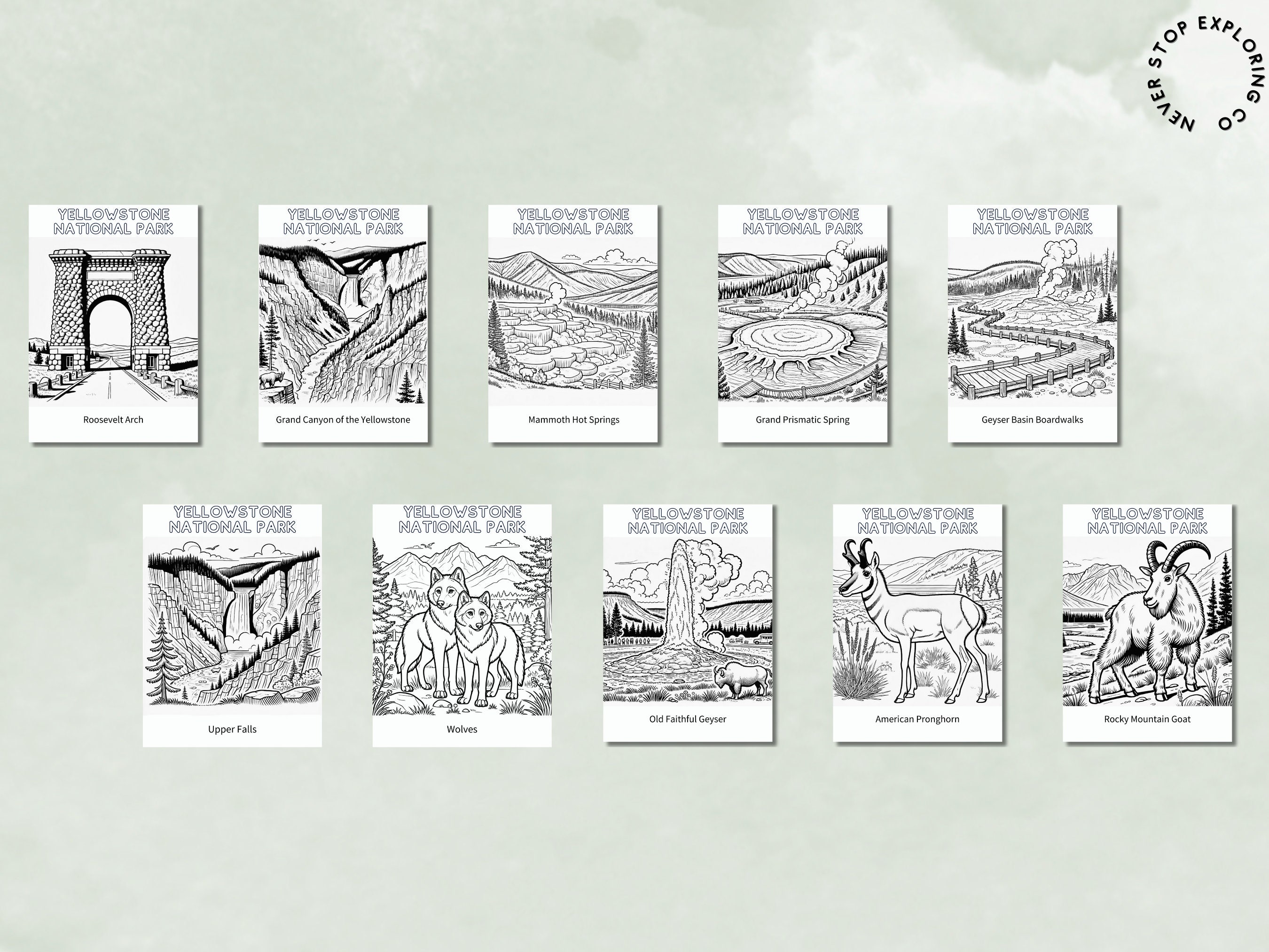 Yellowstone National Park Printable Colouring Pages for Kids. Colouring ...