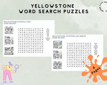 Yellowstone National Park Word Search Puzzles for Kids. 4 Printable ...