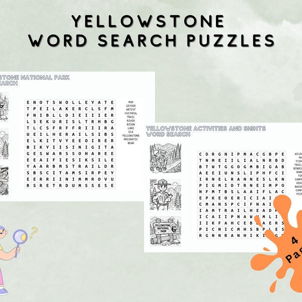 Yellowstone National Park Educational Travel Colouring Pages for Kids ...