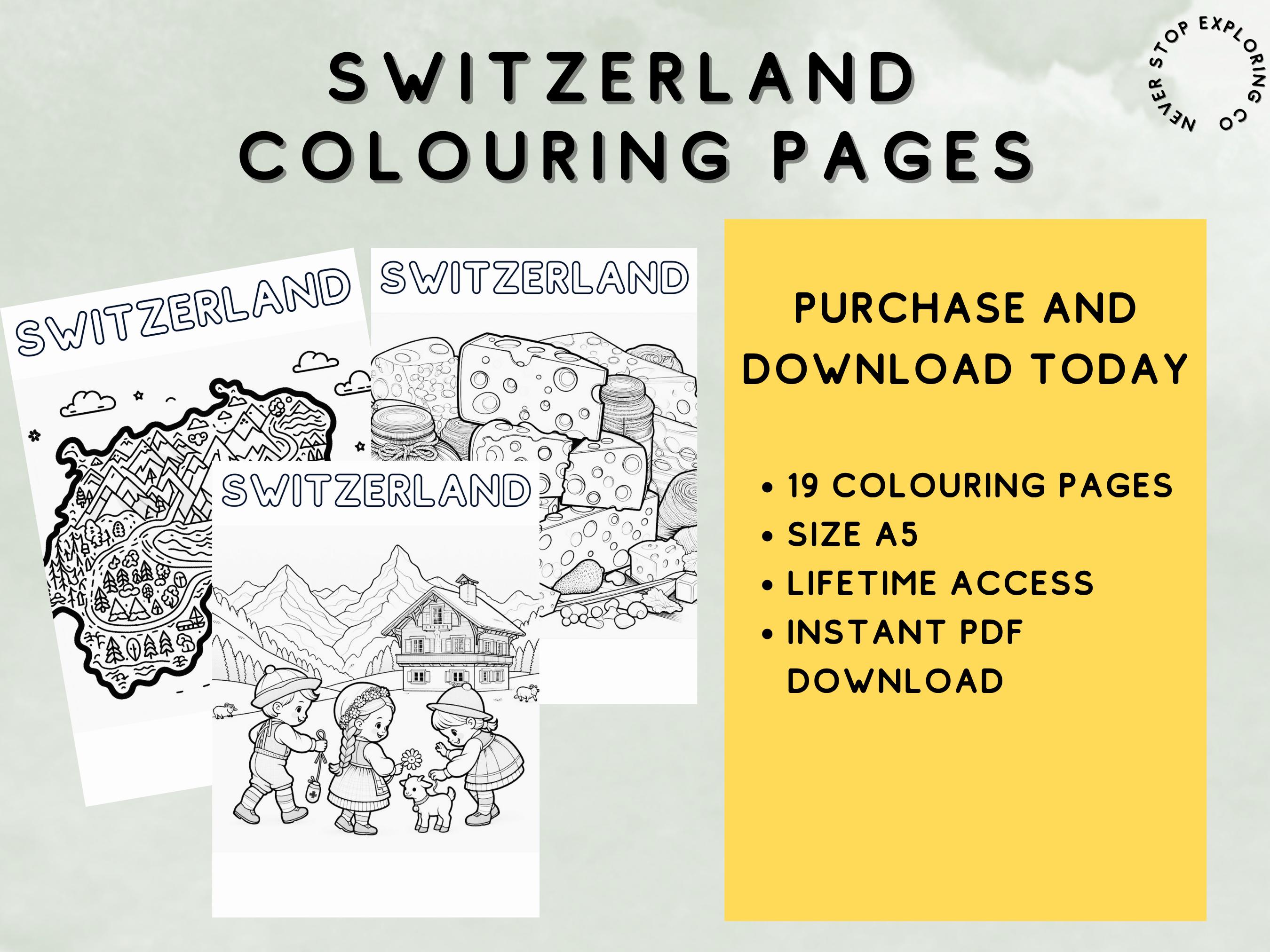 Printable Switzerland Colouring Pages for Kids. Colouring Book. Kids ...