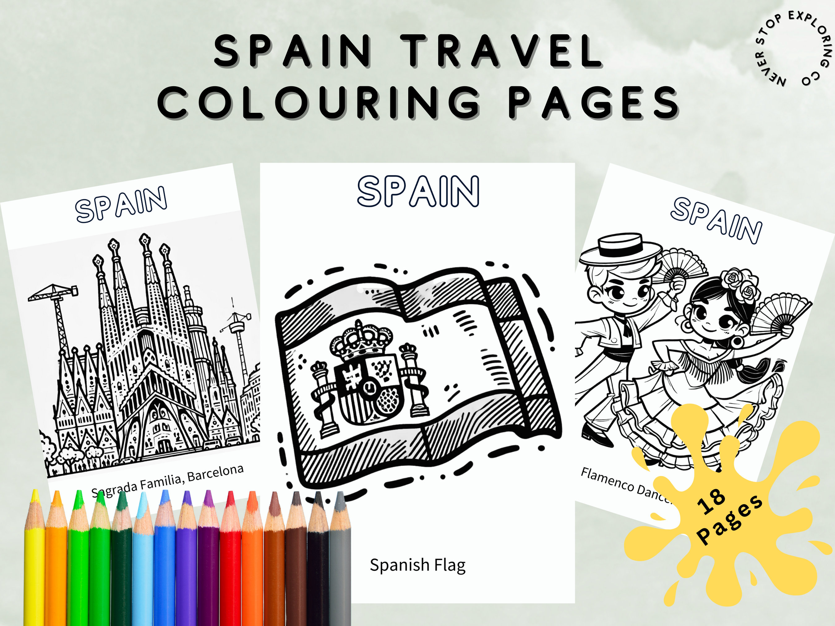 Spain Travel Printable Colouring Pages for Kids. Colouring Book. Kids ...