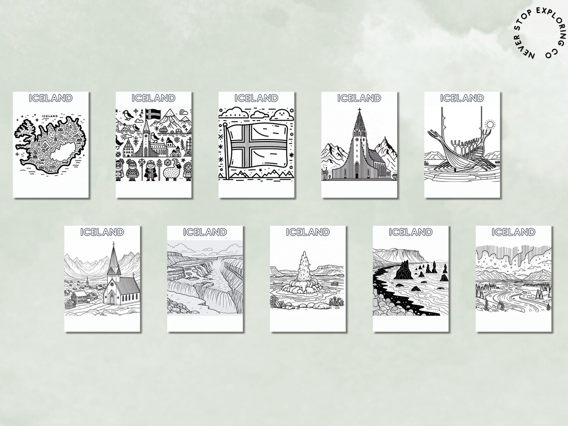Printable Iceland Colouring Pages for Kids. Colouring Book. Kids Travel ...