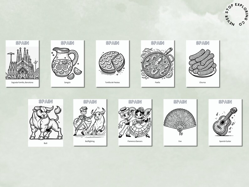 Spain Travel Printable Colouring Pages for Kids. Colouring Book. Kids ...