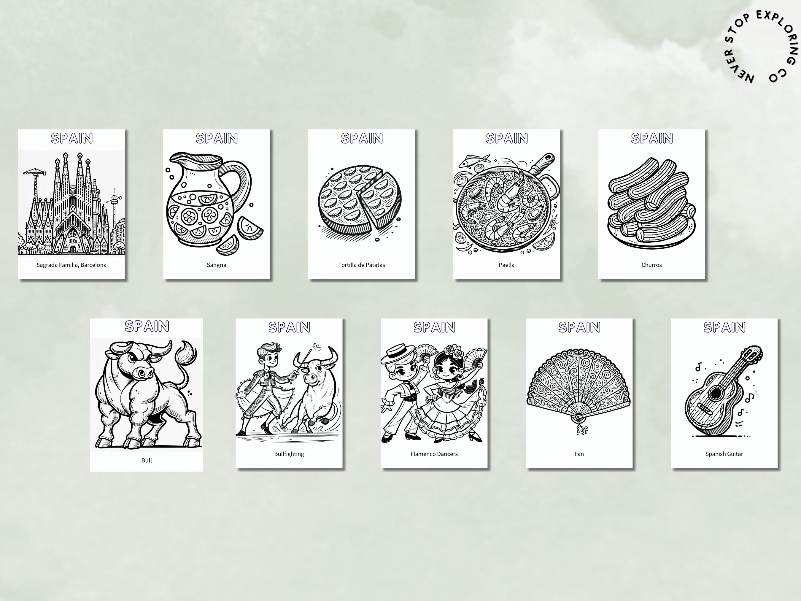 Spain Travel Printable Colouring Pages for Kids. Colouring Book. Kids ...