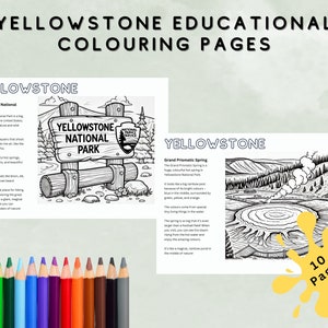 Yellowstone National Park Educational Travel Colouring Pages for Kids ...