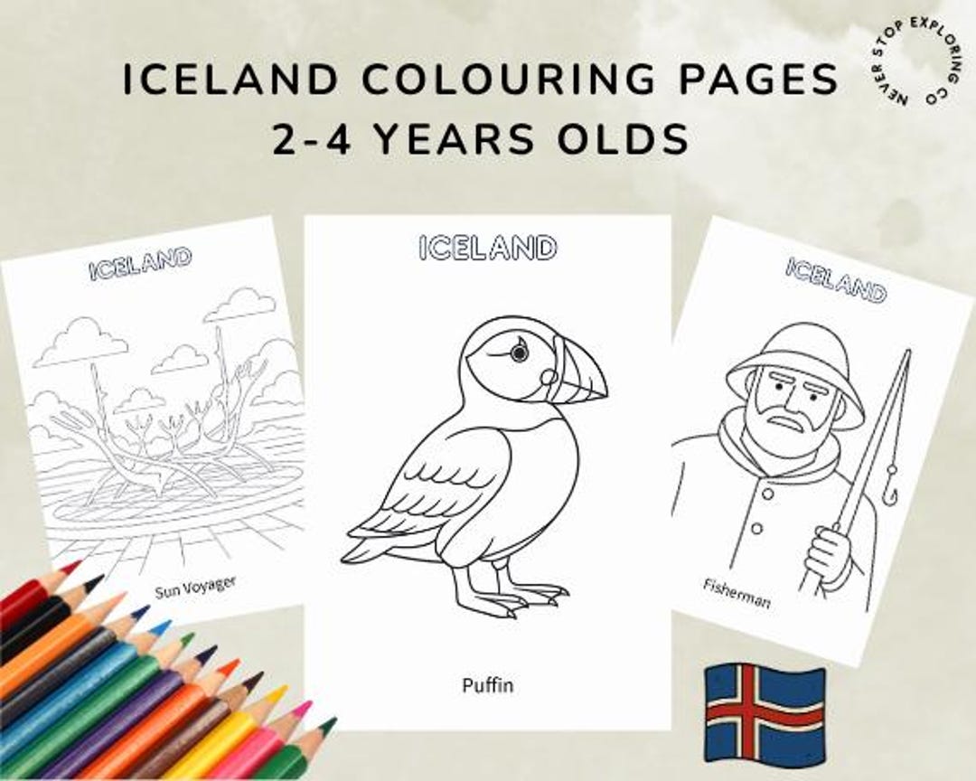 Iceland Colouring Printable Pages for Toddlers | Travel and Culture ...