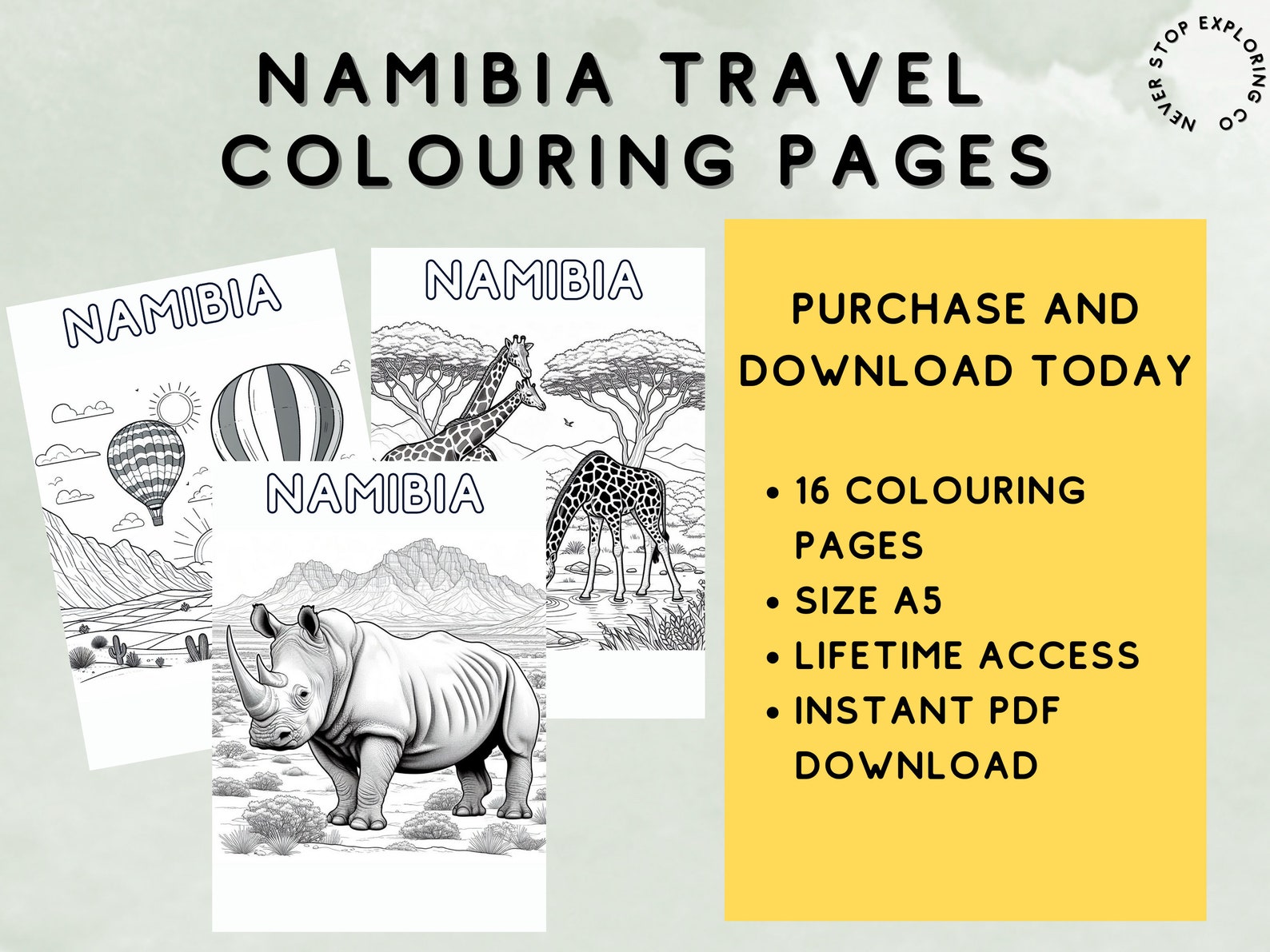Printable Namibia Colouring Pages for Kids. Colouring Book. Kids Travel ...