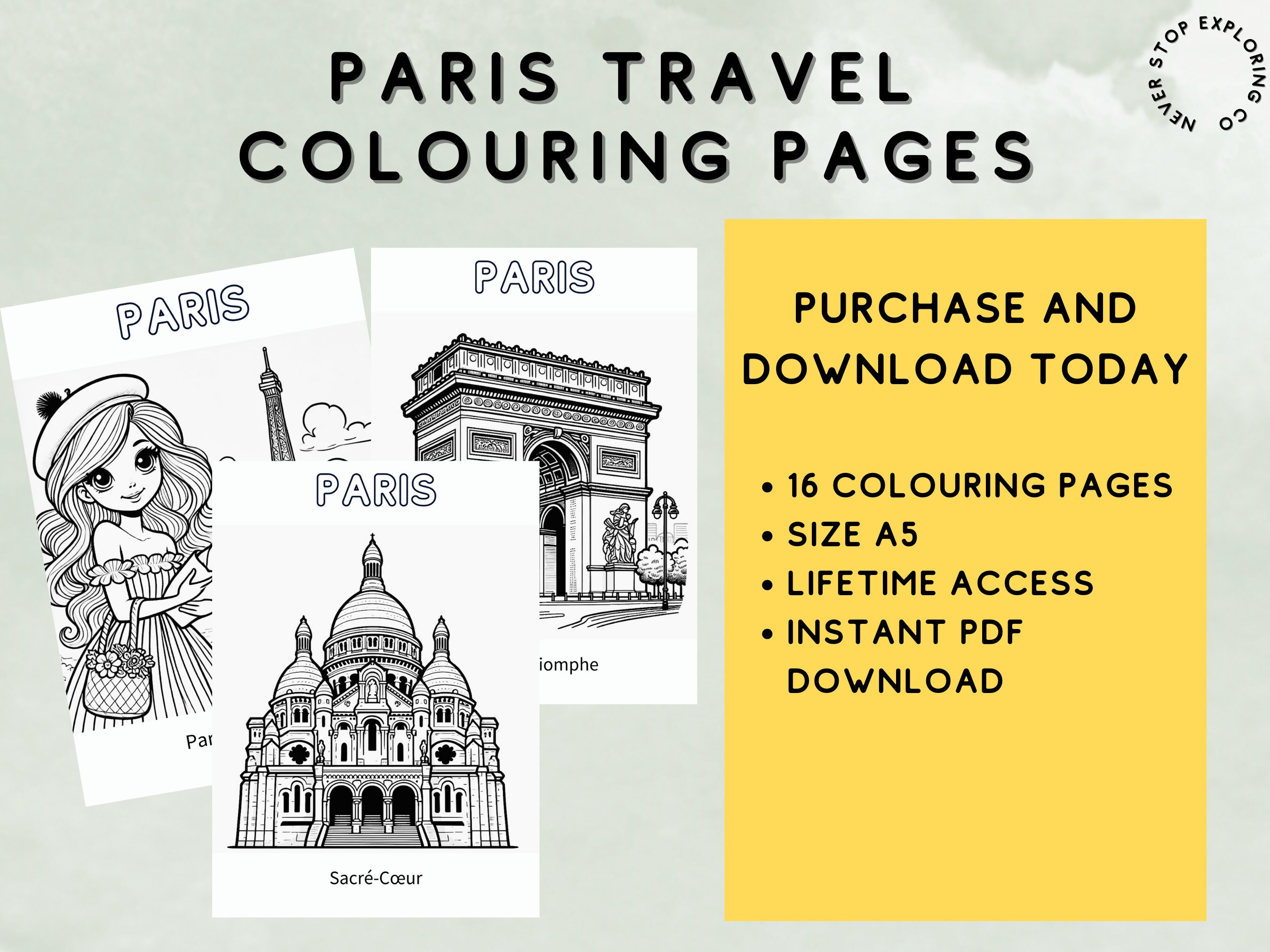 Paris Printable Colouring Pages for Kids. Colouring Book. Kids Travel ...