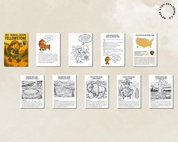 Yellowstone Travel Activity Printable Pages for Kids | Book With ...