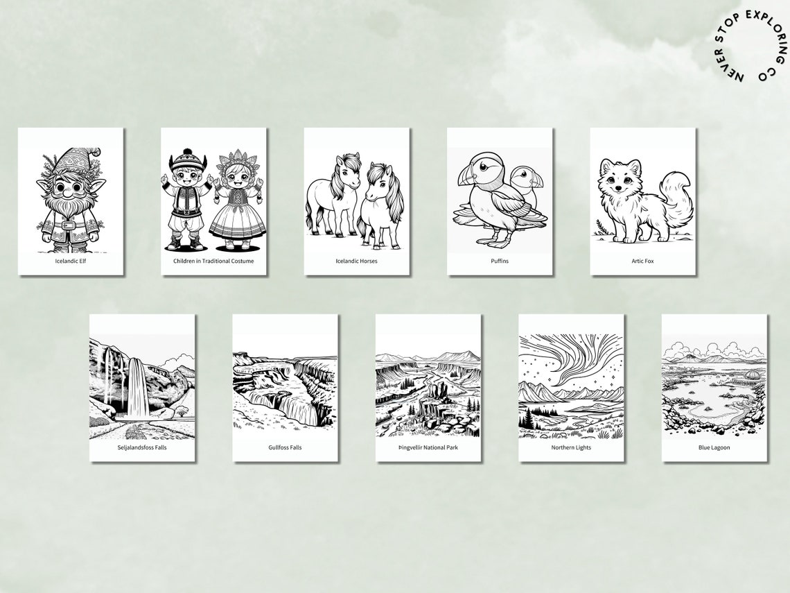 Iconic Iceland Kids Printable Colouring Pages. Colouring Book. Kids ...