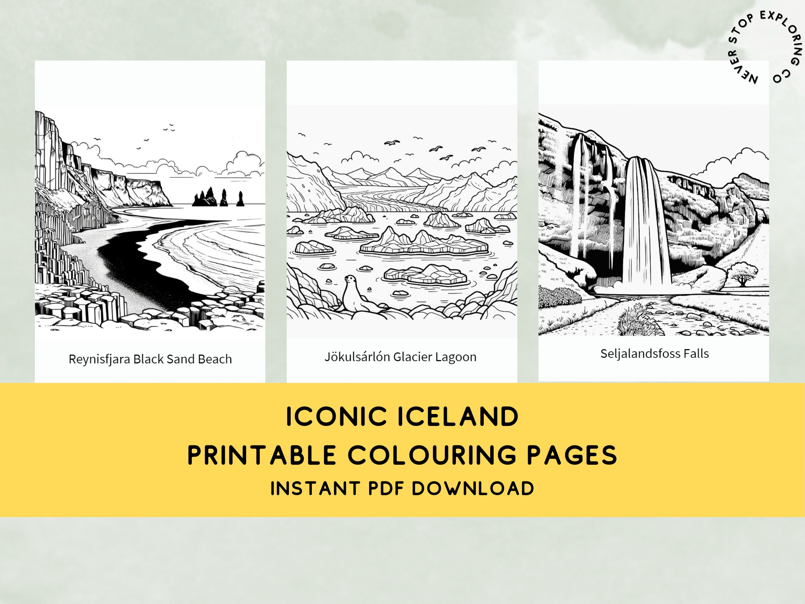 Iconic Iceland Kids Printable Colouring Pages. Colouring Book. Kids ...