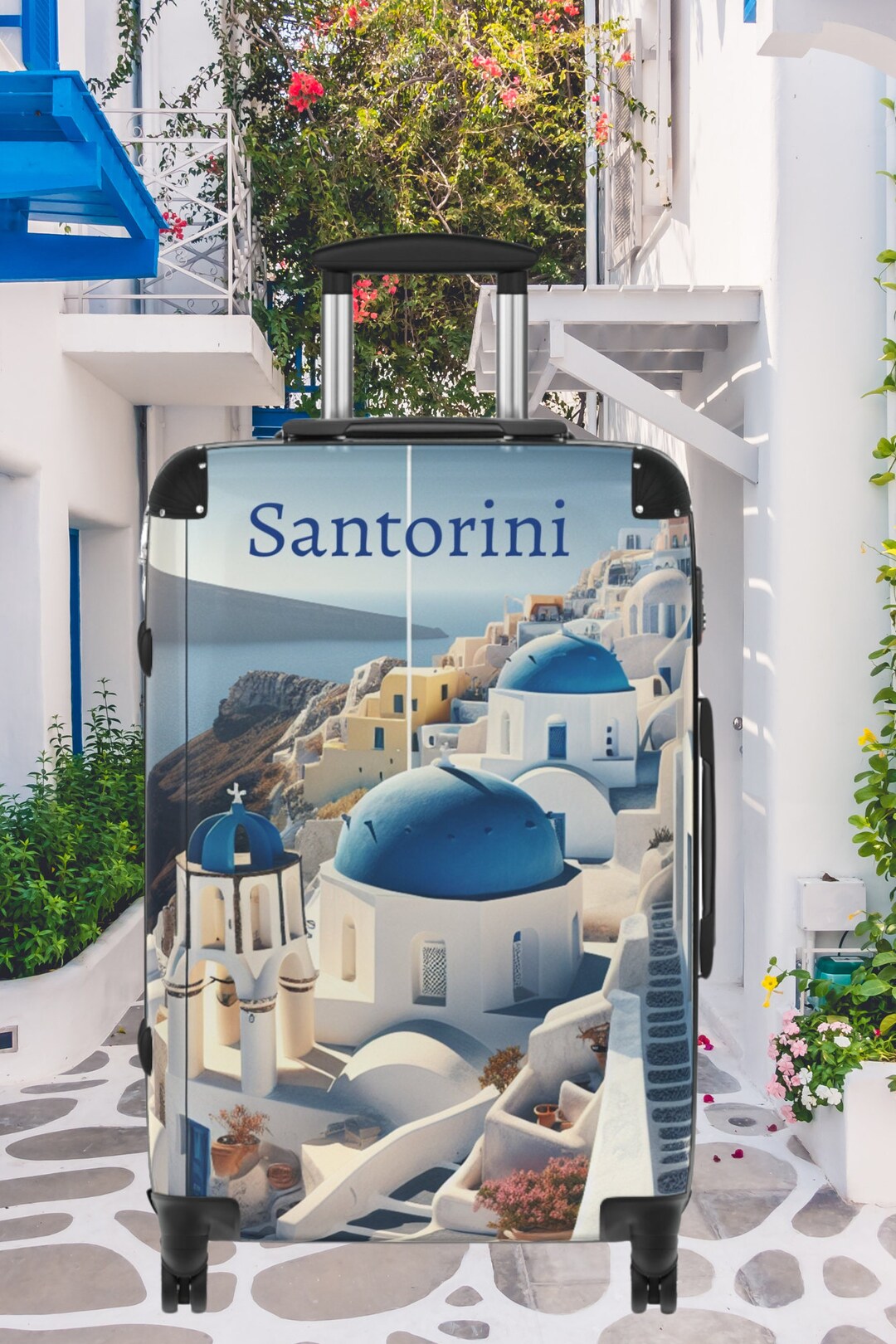 Santorini, Greece Travel Suitcase 3 Size Luggage Suitcase Luggage Travel Accessories Gift Custom ...