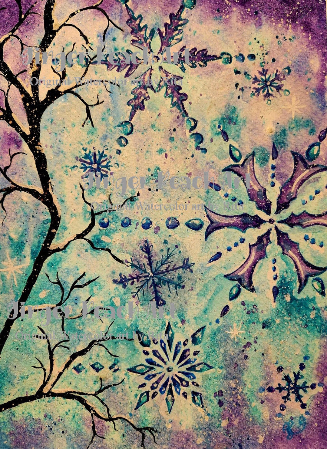 Snowflakes With Tree 3 Print - Etsy
