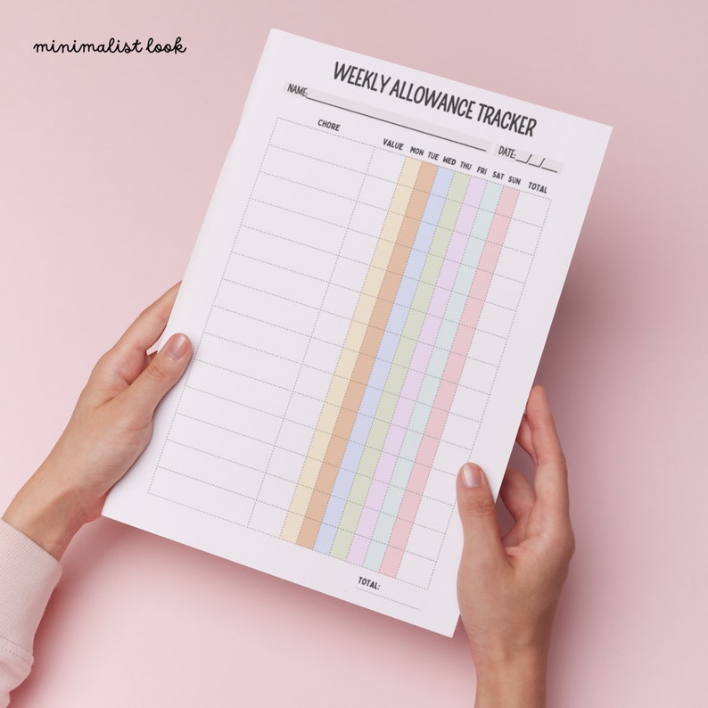 Kids Allowance Tracker Printable Allowance Chore Chart Editable ...