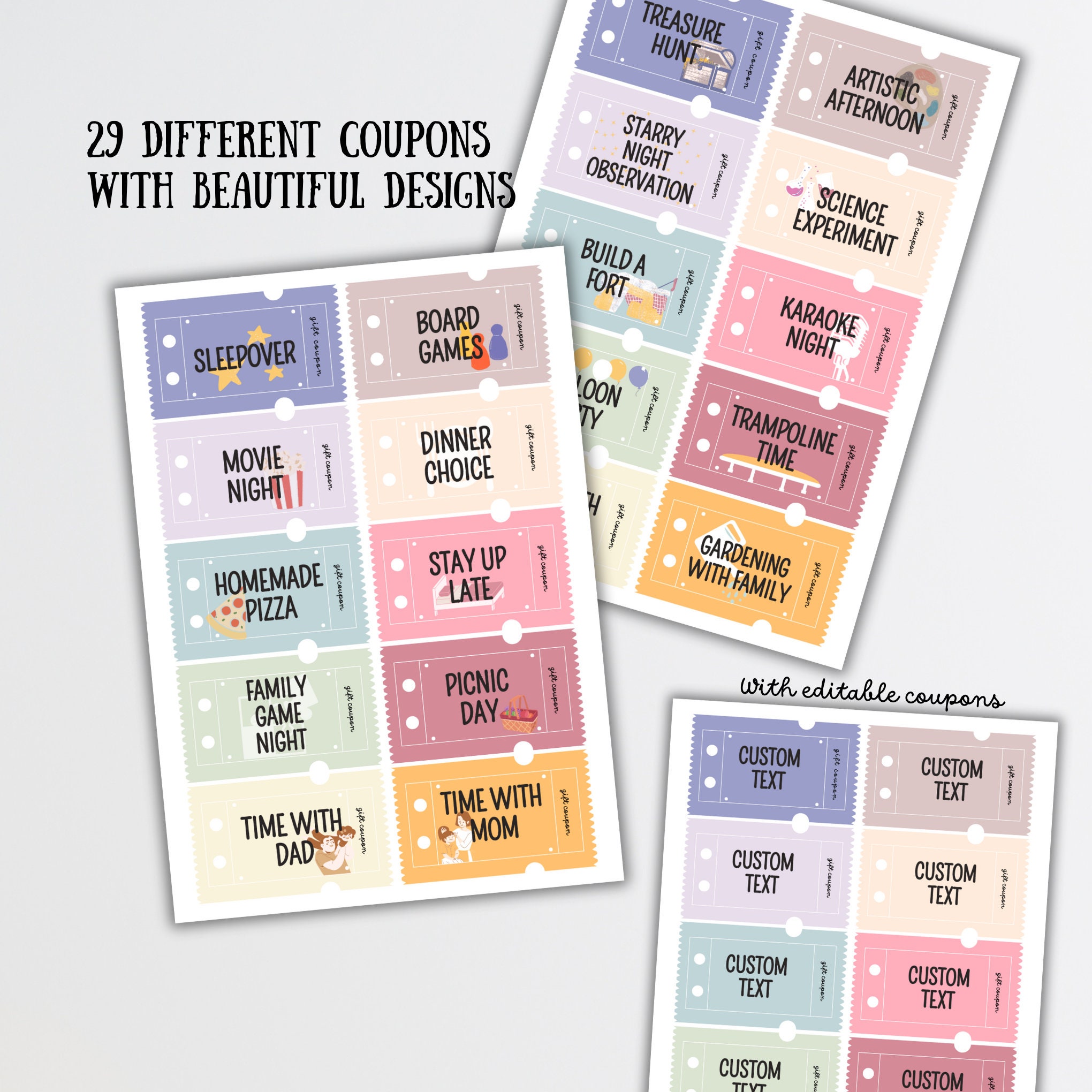 Editable Coupon Book for Kids Canva Template Printable Reward Card ...