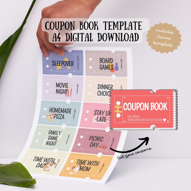 Editable Coupon Book for Kids Canva Template Printable Reward Card ...
