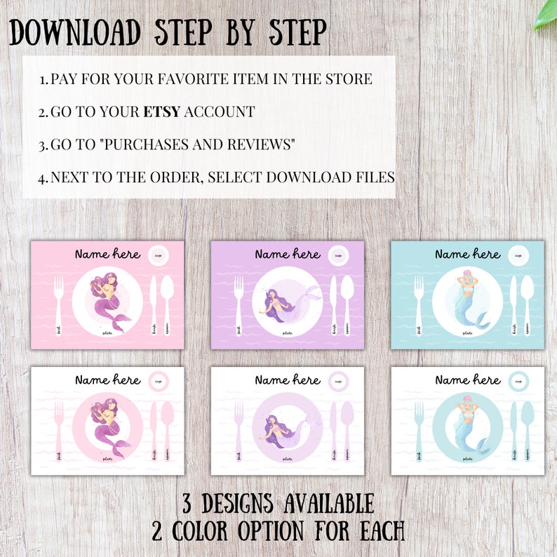 Personalized Name Montessori Educational Mermaid Placemat Canva ...