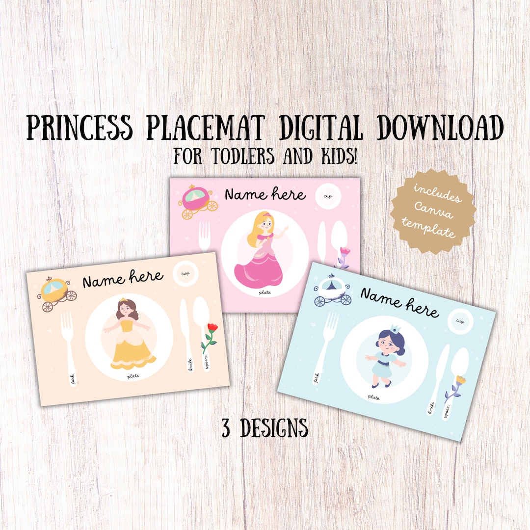 Princess Placemat Personalized Name Montessori Educational Placemat ...