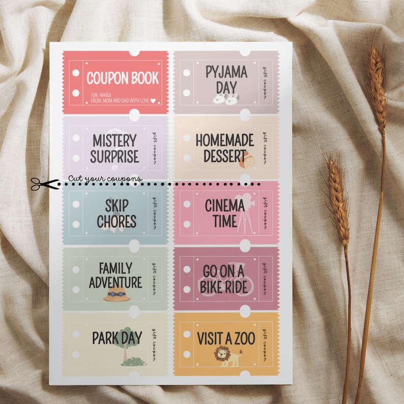 Editable Coupon Book for Kids Canva Template Printable Reward Card ...