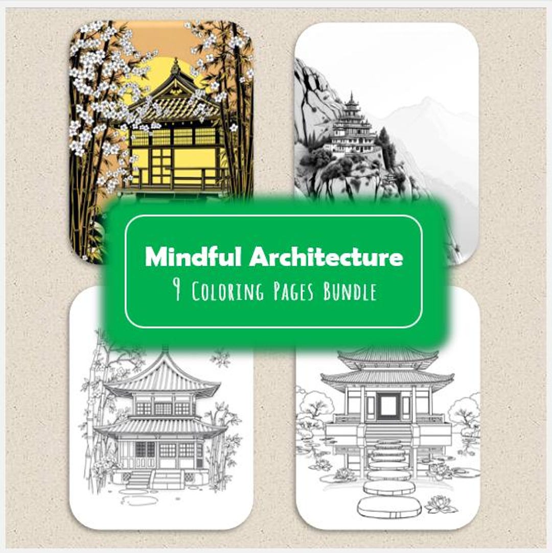 Mindful Architecture Coloring Pages – 9 Zen Buildings & Serene Spaces ...
