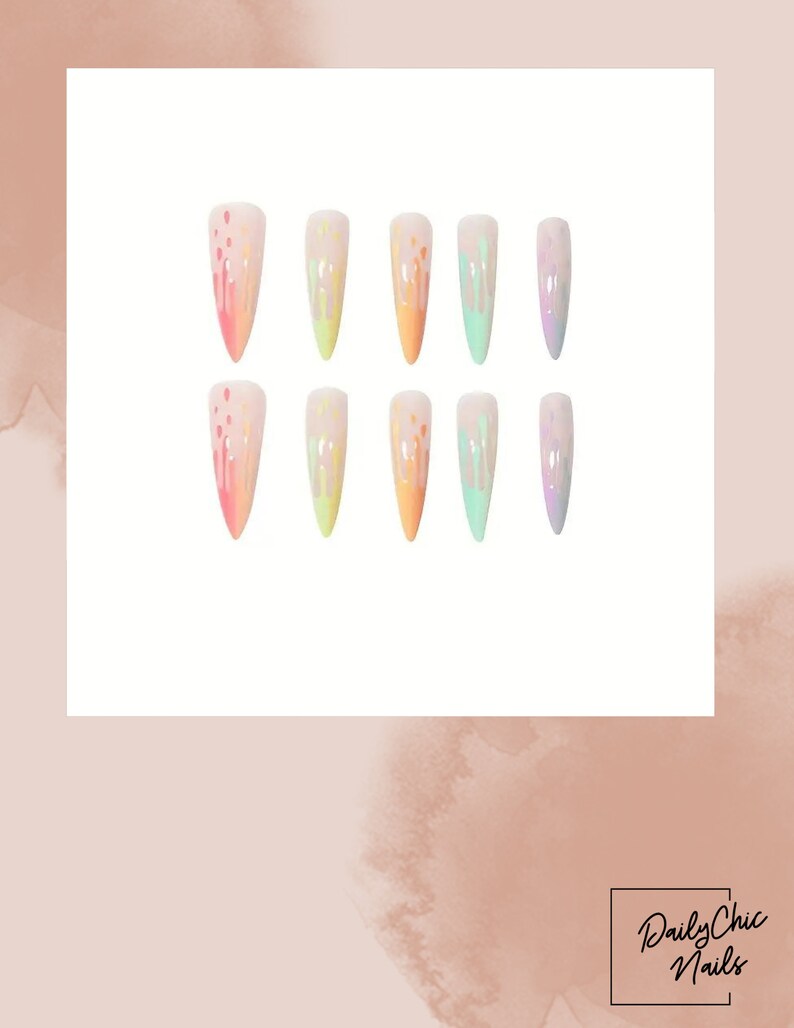 Neon Drip Delight Press-on Nails - Etsy