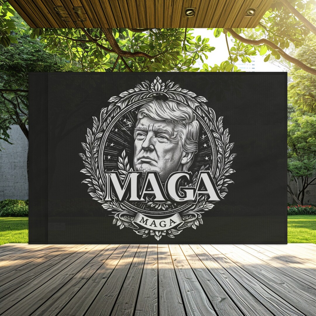 Black Trump MAGA Flag, Polyester Tapestry, Republican Wall Decor - Etsy