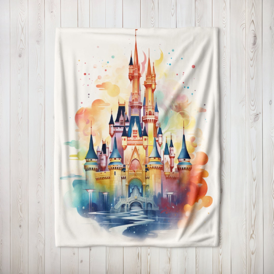 Cinderella’s Castle Blanket, Watercolor Disney Throw, Vibrant Home ...