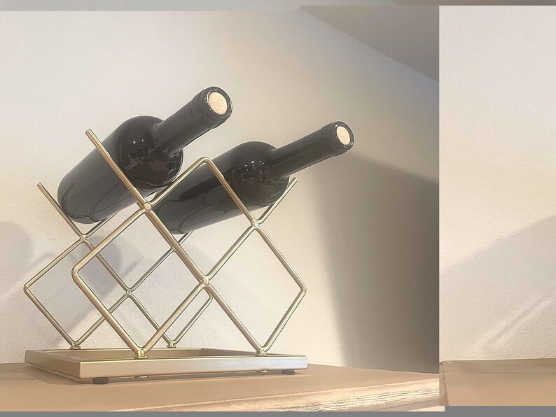 Modern Gold Metal Small Wine Rack Tabletop Wine Holder Stand ...