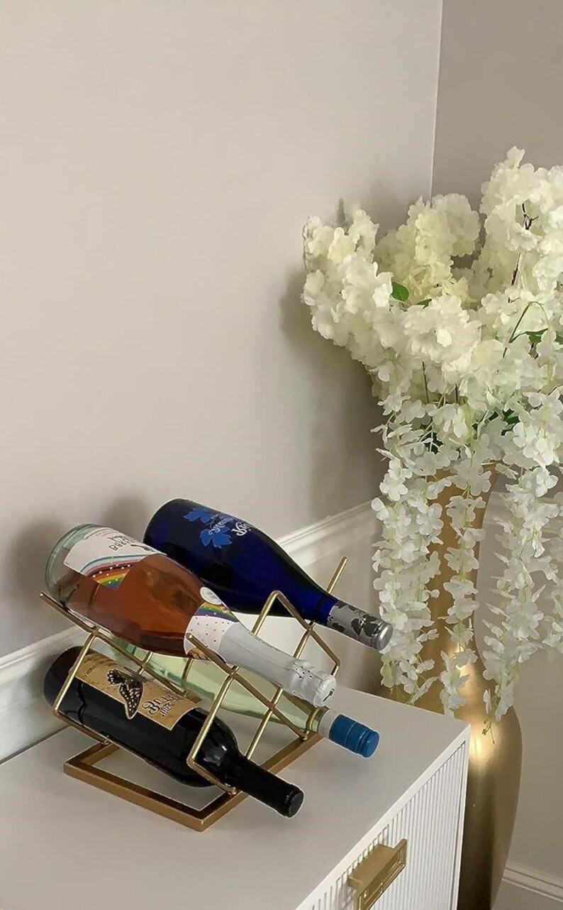 Modern Gold Metal Small Wine Rack Tabletop Wine Holder Stand ...