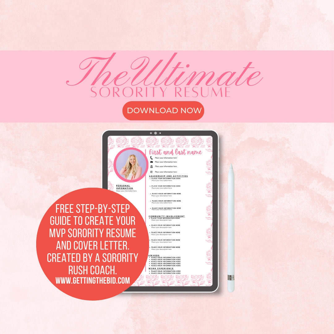 Editable Sorority Resume Template: Rose [use Canva.com to Edit Your ...