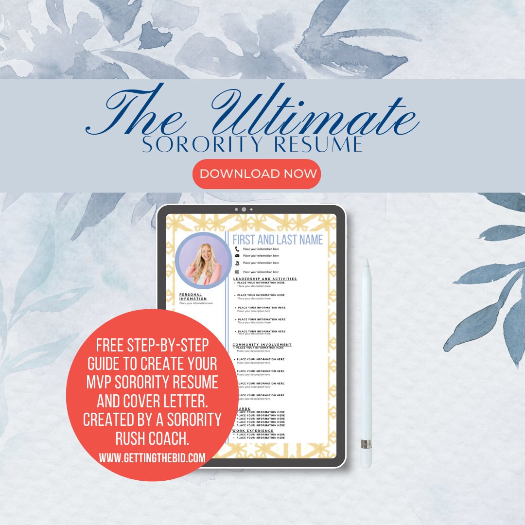 Editable Sorority Resume Template: Preppy [use Canva.com to Edit Your ...