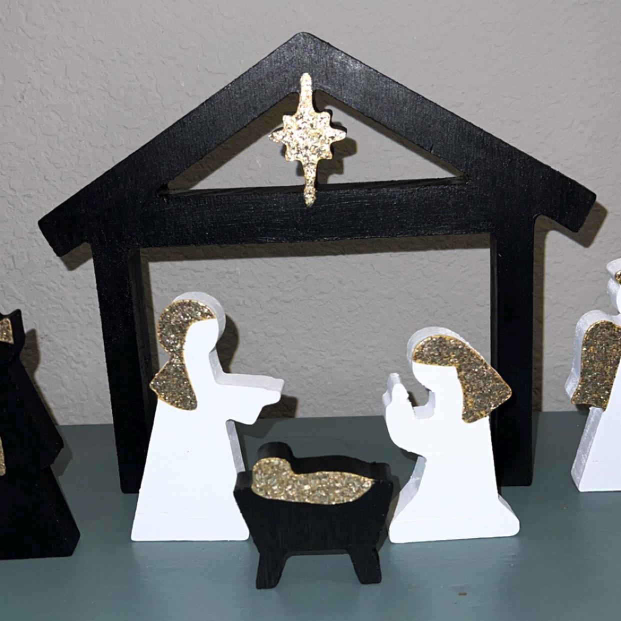 White, Black & Gold Nativity Set - Etsy