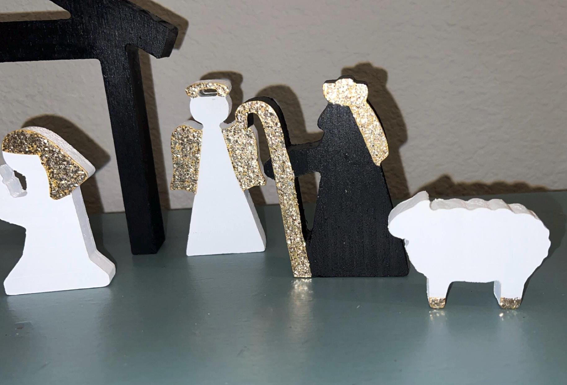 White, Black & Gold Nativity Set - Etsy