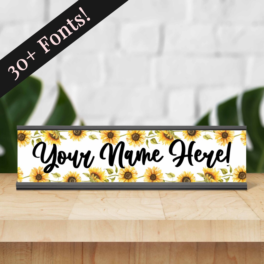 Watercolor Sunflowers Custom Desk Nameplate Personalized Desk Name ...