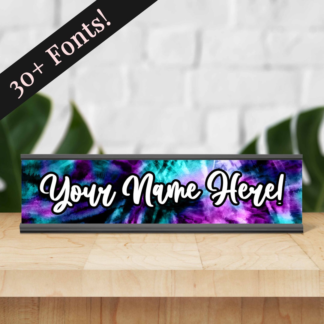 Black Tie Dye Custom Desk Nameplate Personalized Desk Name Plate for ...