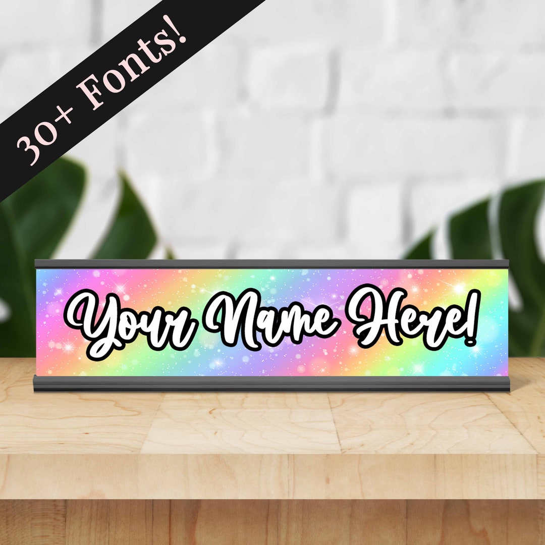 Pastel Rainbow Custom Desk Nameplate Personalized Desk Name Plate for ...