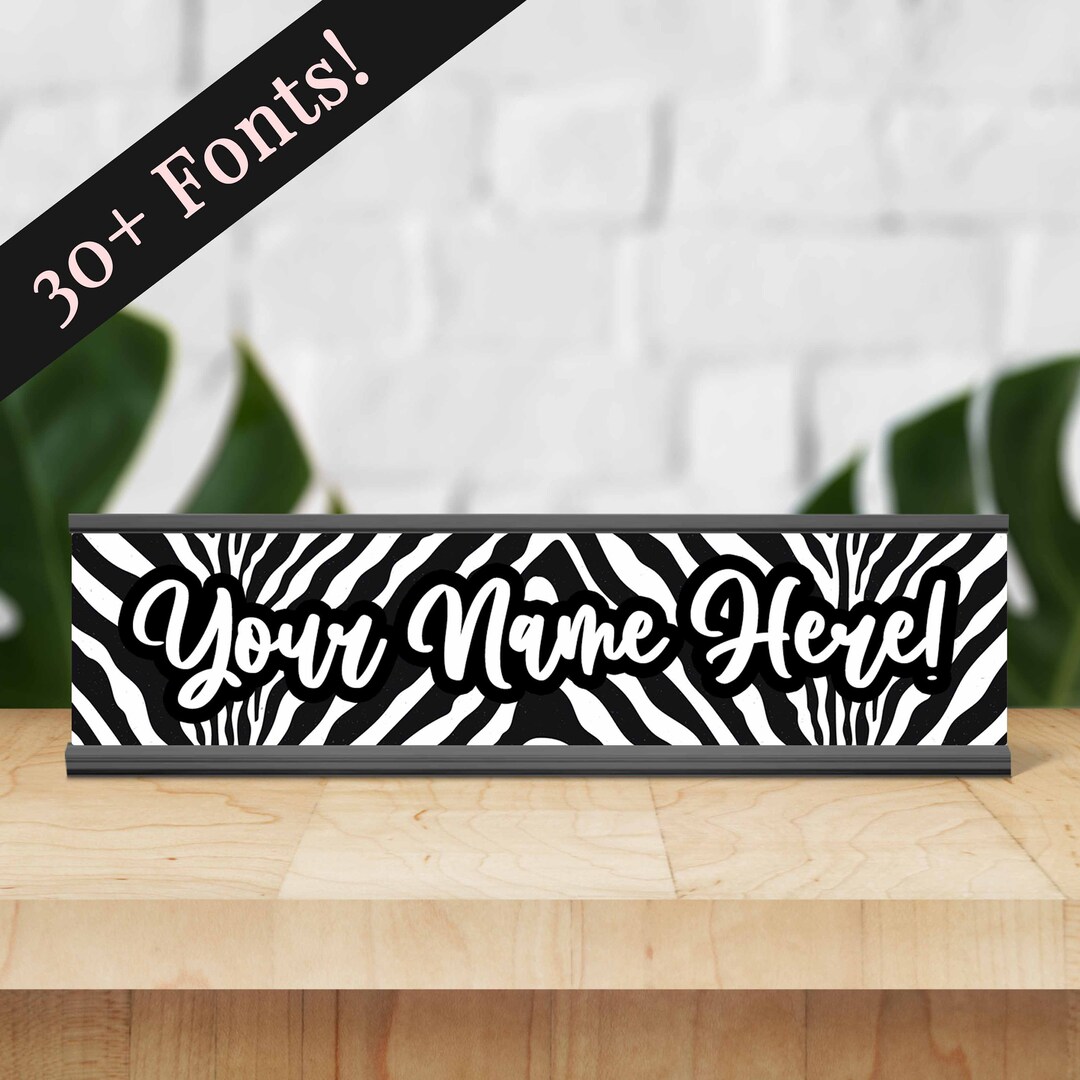 Zebra Print Custom Desk Nameplate Personalized Desk Name Plate for ...