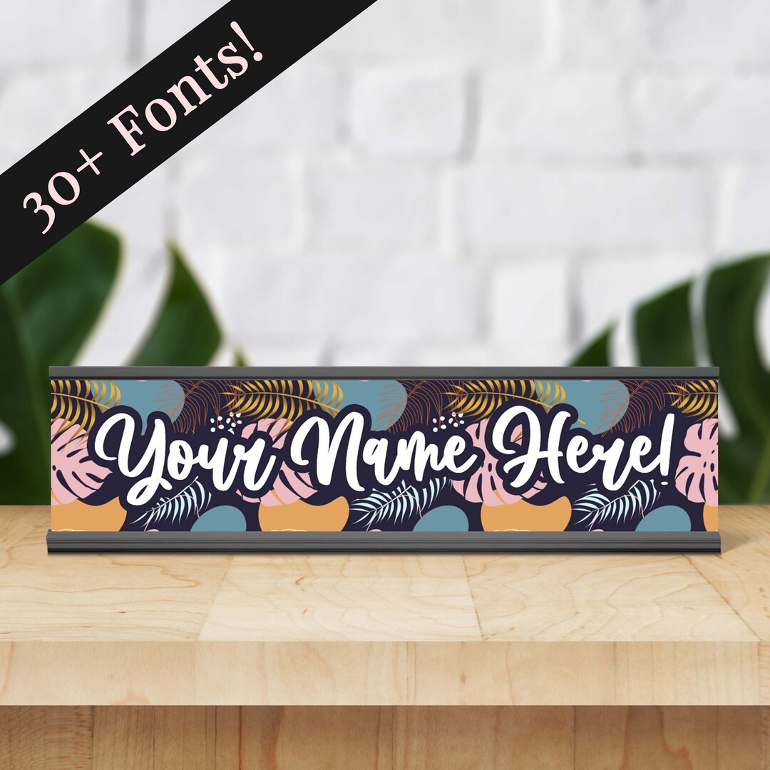 Abstract Tropical Custom Desk Nameplate Personalized Desk Name Plate ...