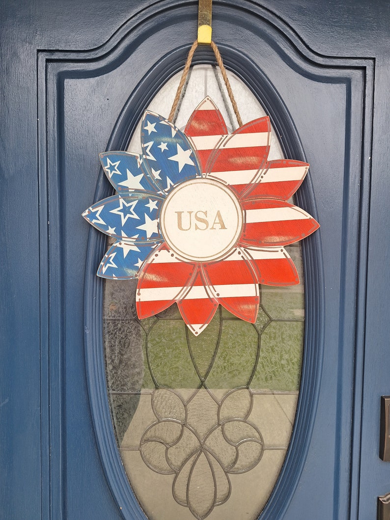 Rustic Patriotic Door Sign, Rustic Patriotic Wall Decor, Usa Decor ...