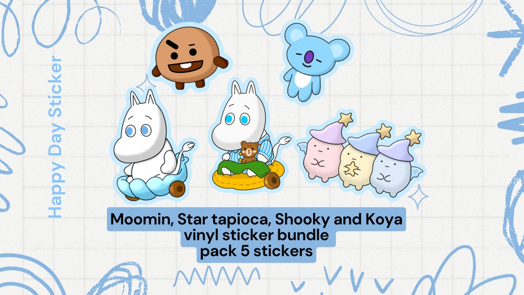 Moomin, Star Tapioca, Shooky and Koya Vinyl Sticker Bundle Pack - 5 Stickers - Etsy