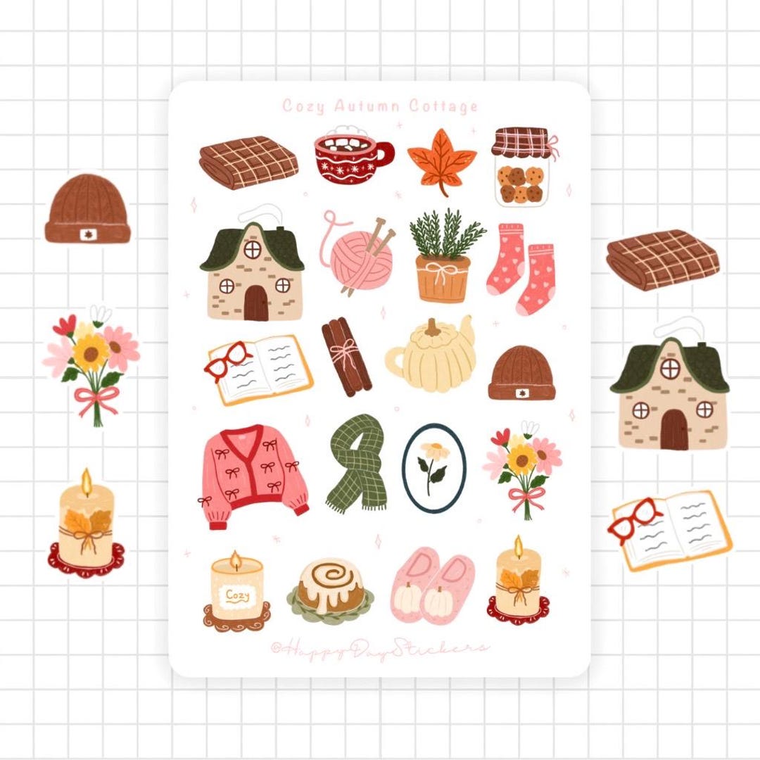 Cozy Autumn Cottage - Sticker Sheet - Etsy