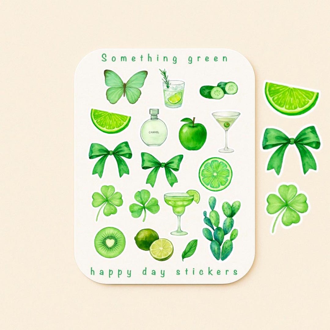 Somthing Green Stickers Sheet , Journal Stickers ,scrapbook Stickers ...