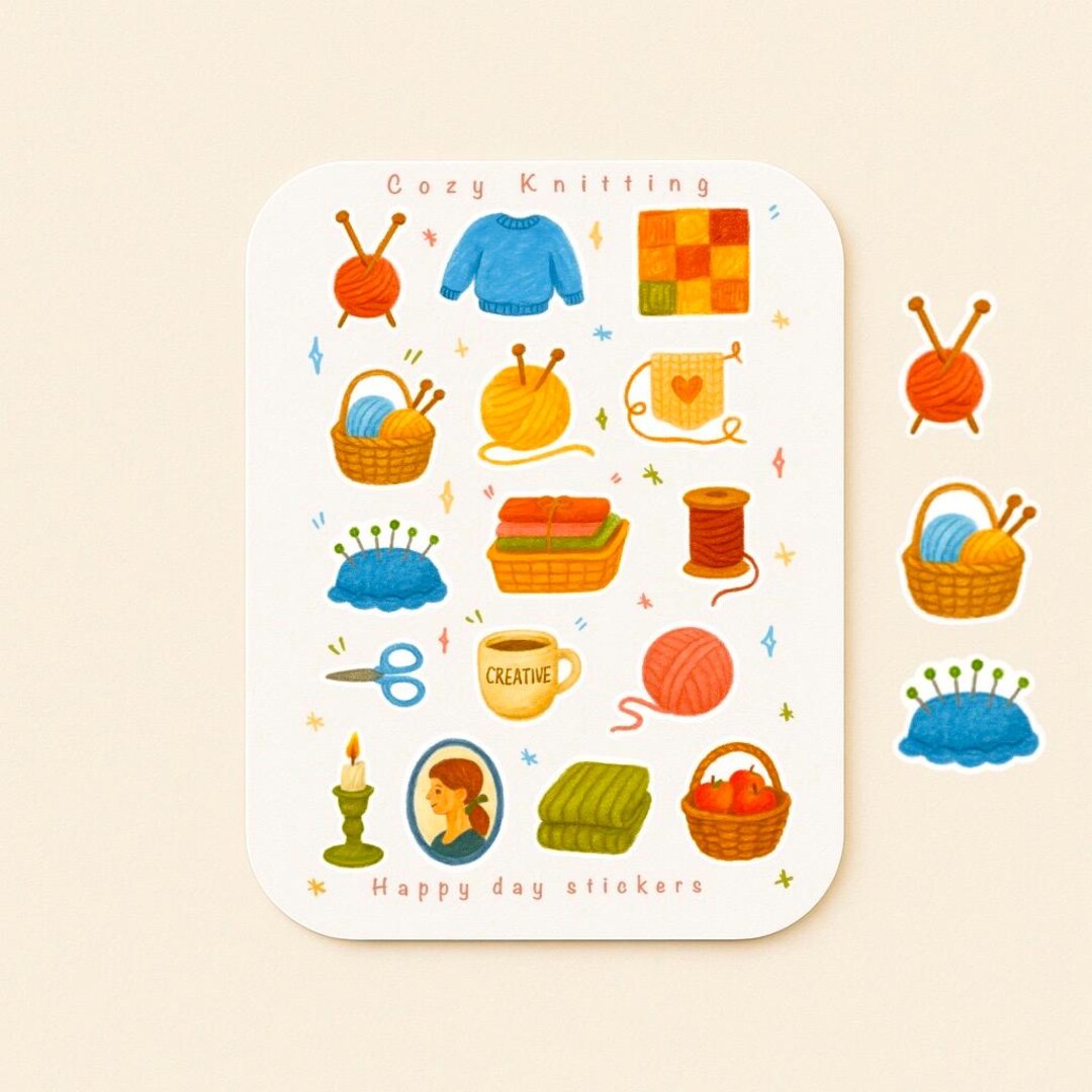 Knitting Stickers Sheet , Journal Stickers ,scrapbook Stickers ...