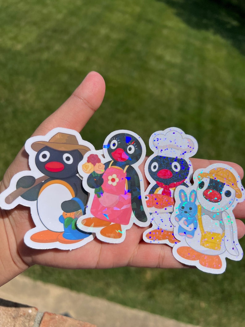 Hand Drawn Pingu Stickers: Cute Cartoon Decals, 5 Pcs - Etsy