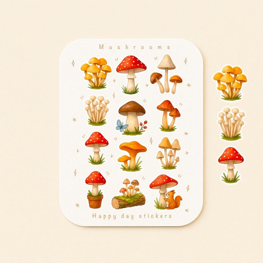 Mushrooms Stickers Sheet , Journal Stickers ,scrapbook Stickers ...